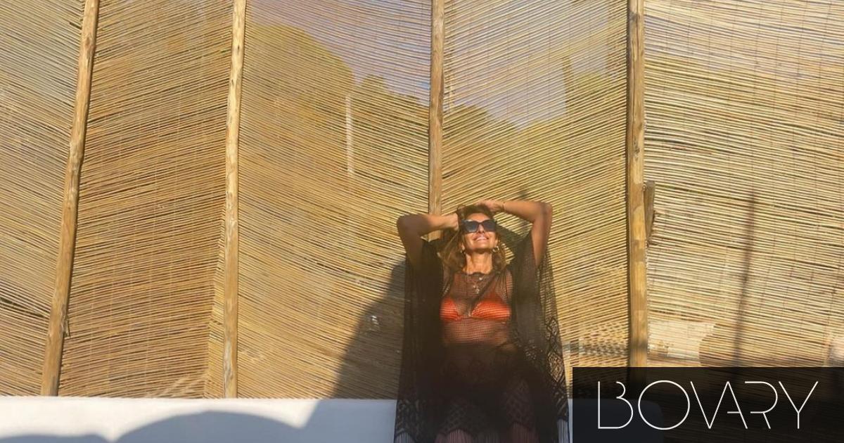 Η Βίκυ Κουλιανού με πορτοκαλί μπικίνι και μαύρο fishnet καφτάνι -Sexy και πολύ μαυρισμένη | BOVARY